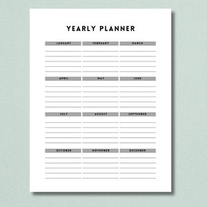 Yearly Planner Printable, Yearly Tasks, Yearly To-do List, Annual ...