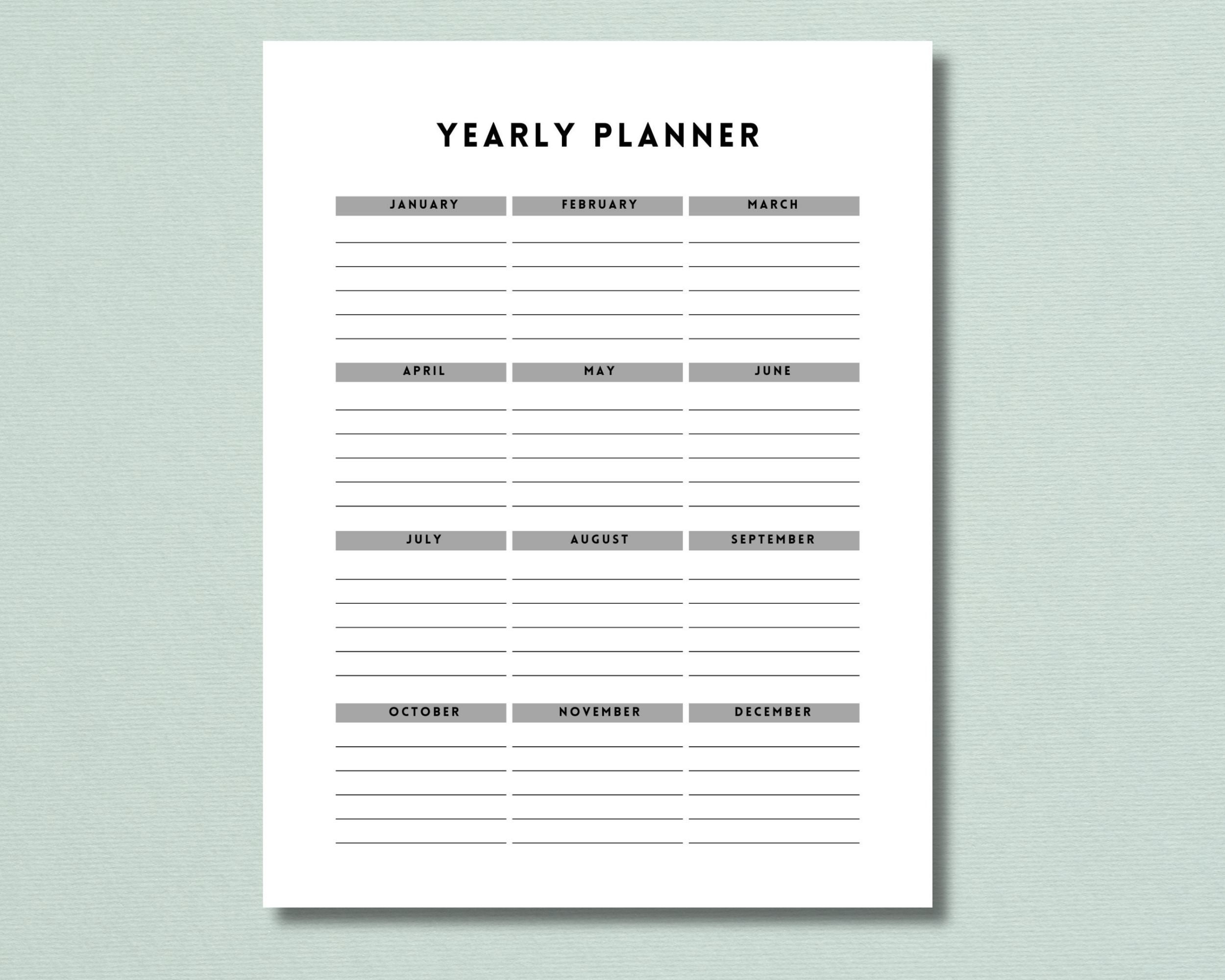 Yearly Planner Printable Yearly Tasks Yearly To-do List - Etsy