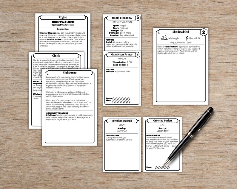 Daggerheart Printable Cards, Domains, Communities, Ancestries ...