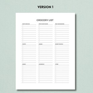 Grocery List Printable Template, Grocery Planner, Food Shopping List ...