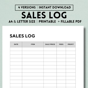 Sales Log Printable Template, Sales Tracker, Order Tracker, Order List ...