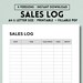 Sales Log Printable Template Sales Tracker Order Tracker - Etsy