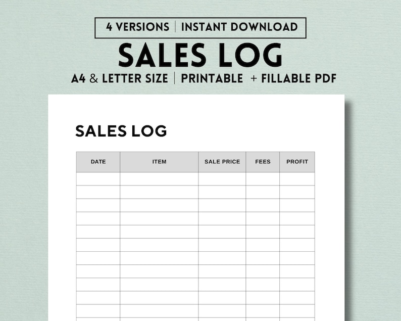 Sales Log Printable Template, Sales Tracker, Order Tracker, Order List ...