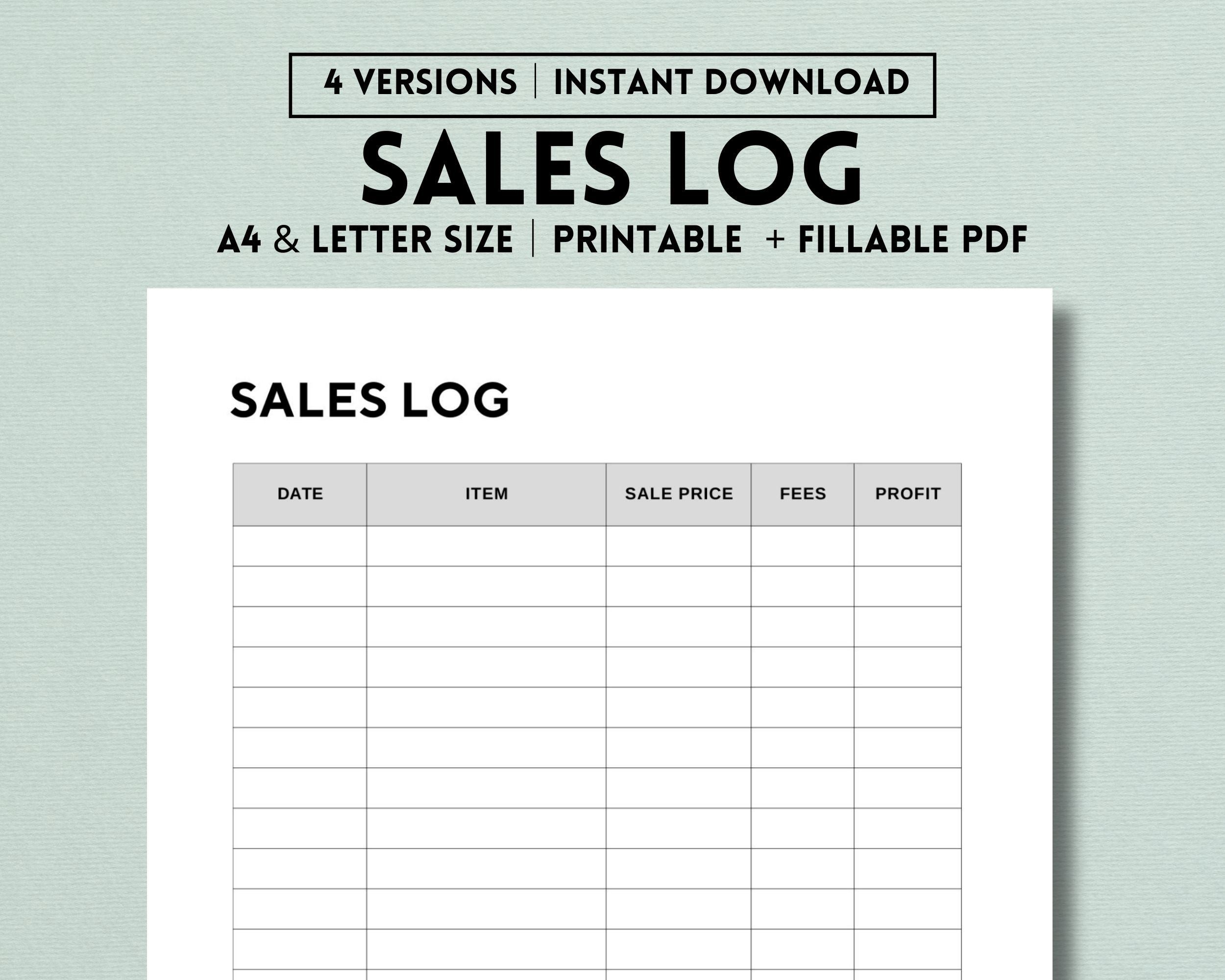 Sales Log Printable Template, Sales Tracker, Order Tracker, Order List ...