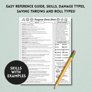 Dnd Cheat Sheet, 5e, Quick Reference Guide, DM Cheat Sheet, Dnd Player ...