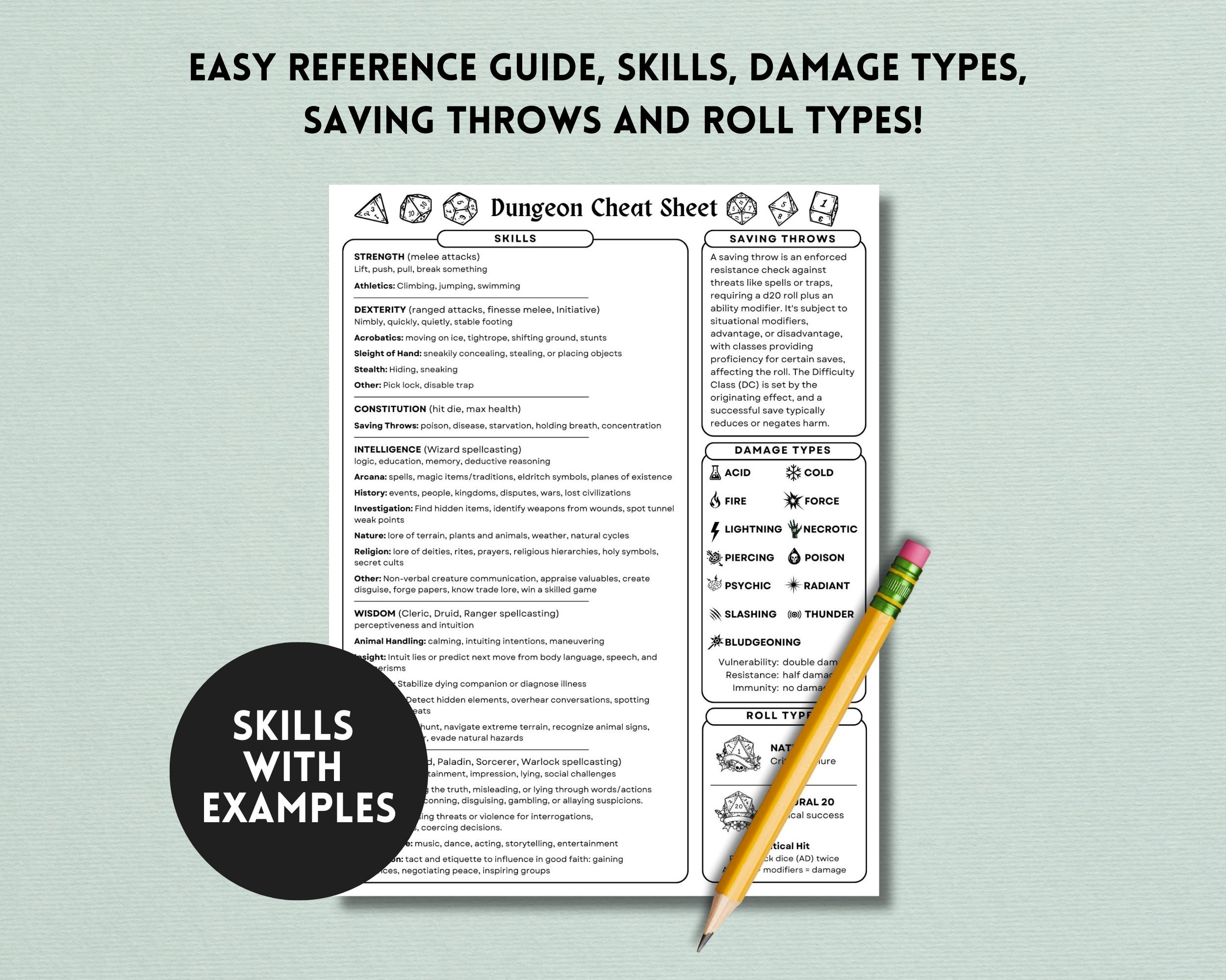 Dnd Cheat Sheet 5e Quick Reference Guide DM Cheat Sheet - Etsy UK Dnd Cheat Sheet 5e Quick Reference Guide DM Cheat Sheet - Etsy UK