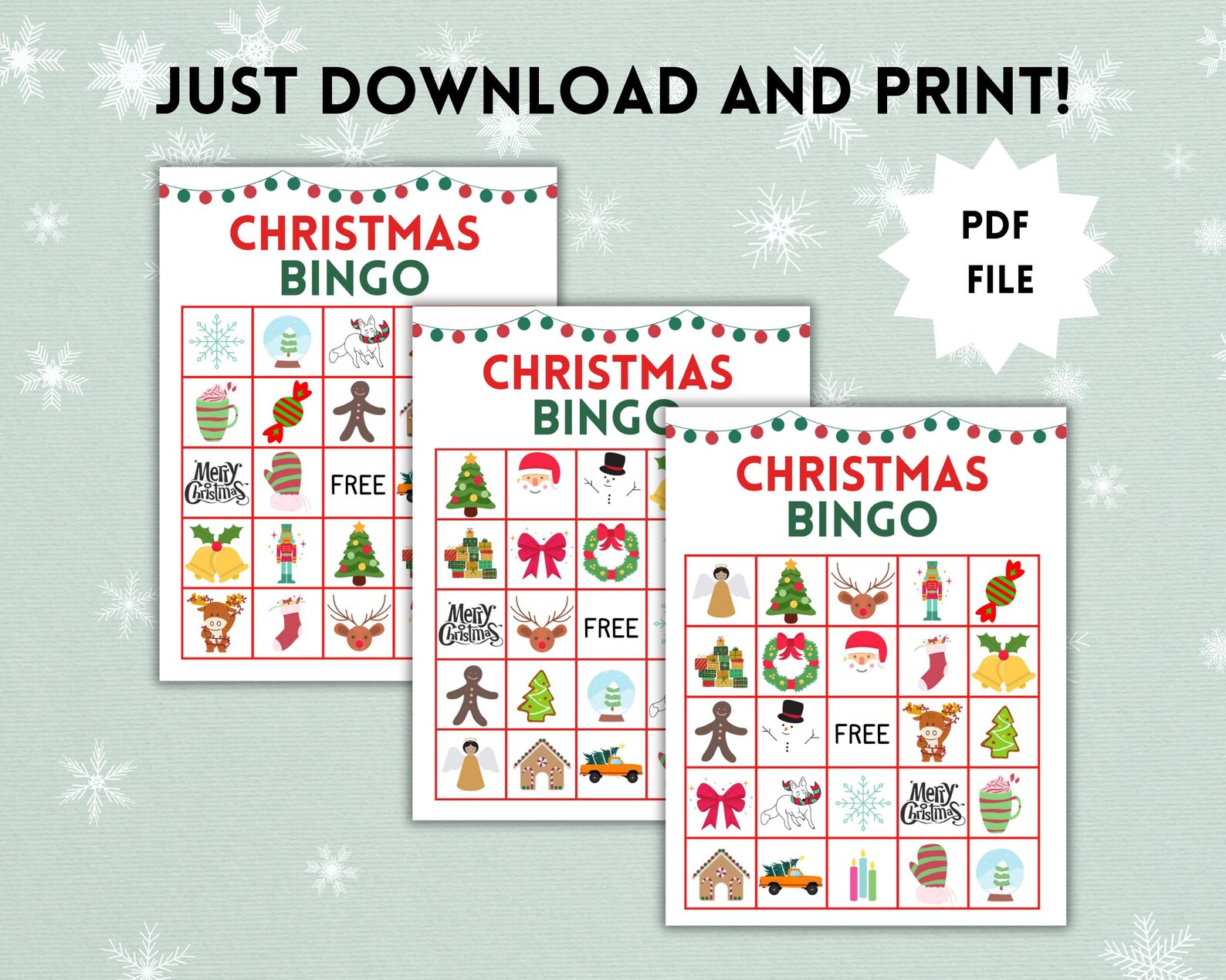 Holiday Bingo, Christmas Bingo Cards, Christmas Bingo Printable ...