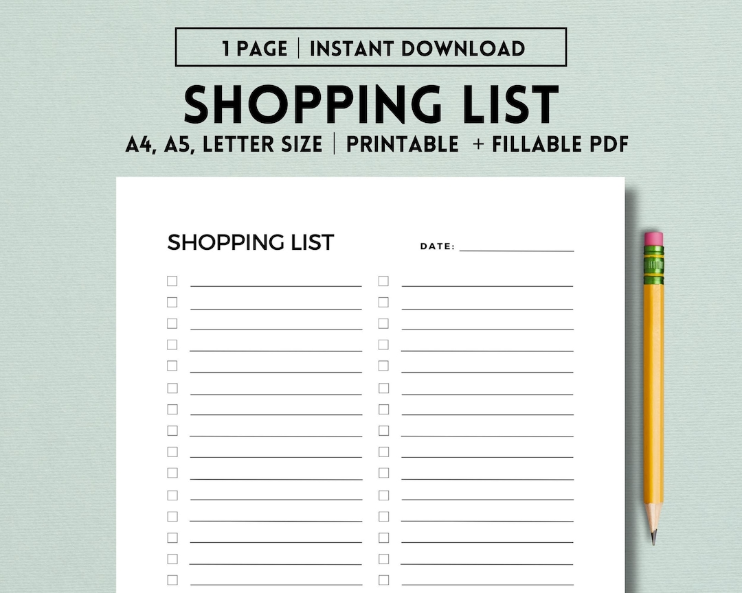 Shopping List Printable, Shopping Planner, to Buy List, Shopping Item ...