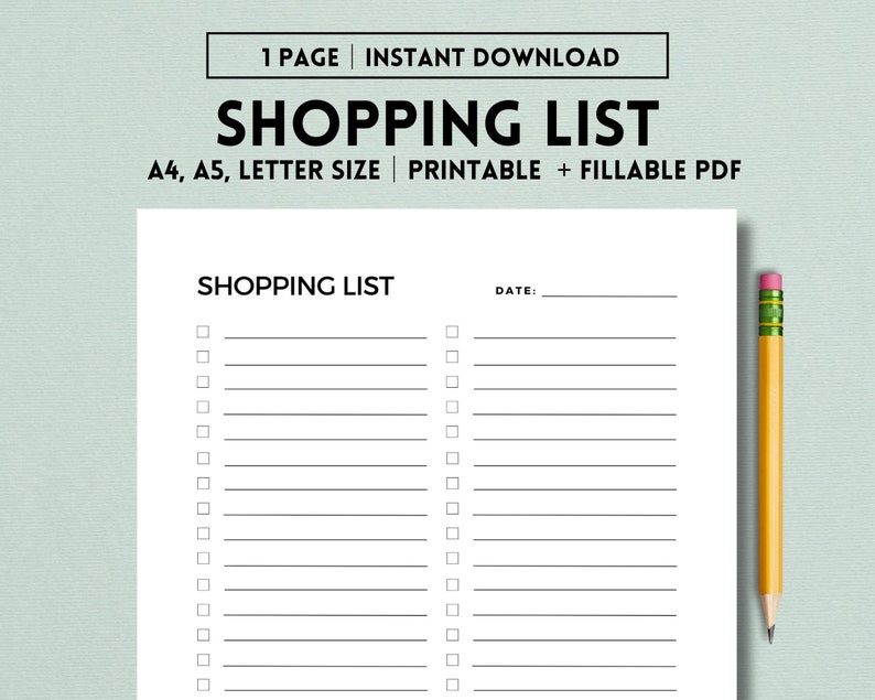 Shopping List Printable, Shopping Planner, to Buy List, Shopping Item ...