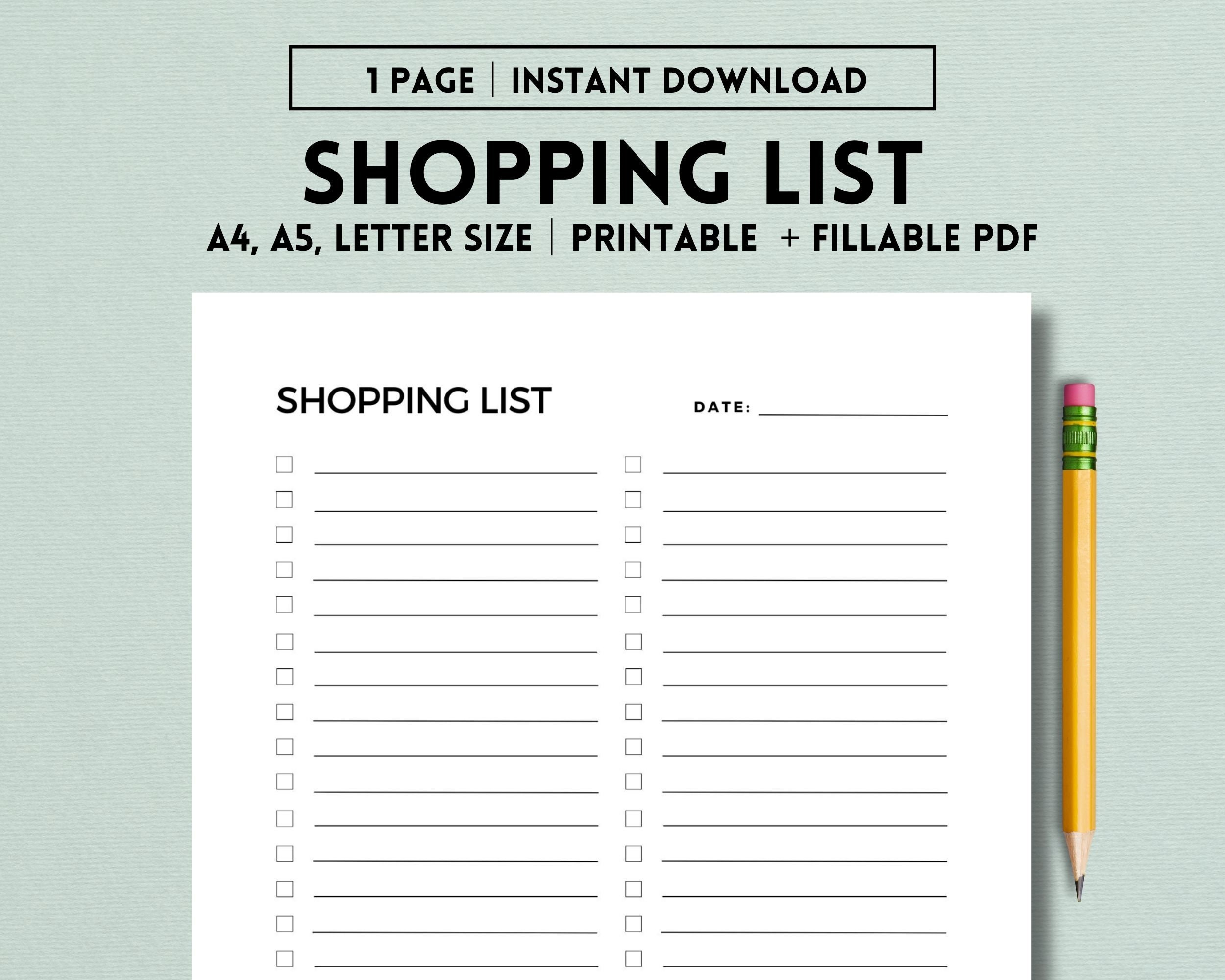 Shopping List Printable, Shopping Planner, to Buy List, Shopping Item ...