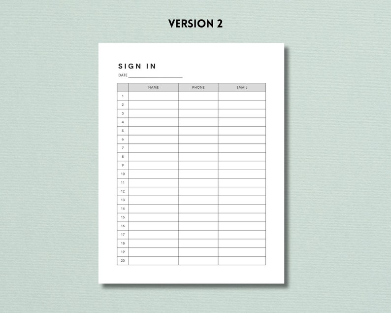 Sign in Sheet Printable, Event Sign In, Open House Sign In, Real Estate ...