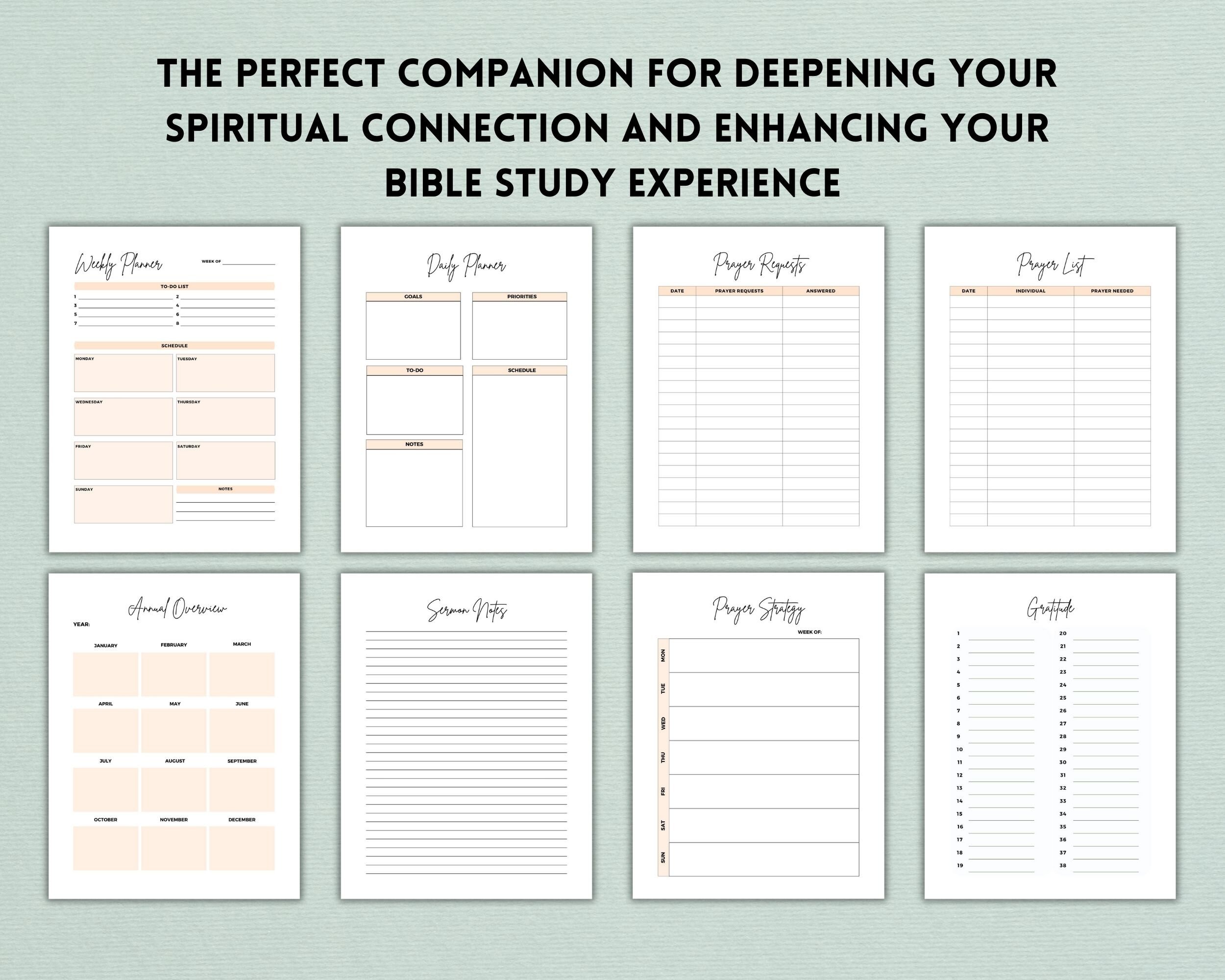 Bible Study Planner, Bible Study Journal, Sermon Notes, Devotional ...
