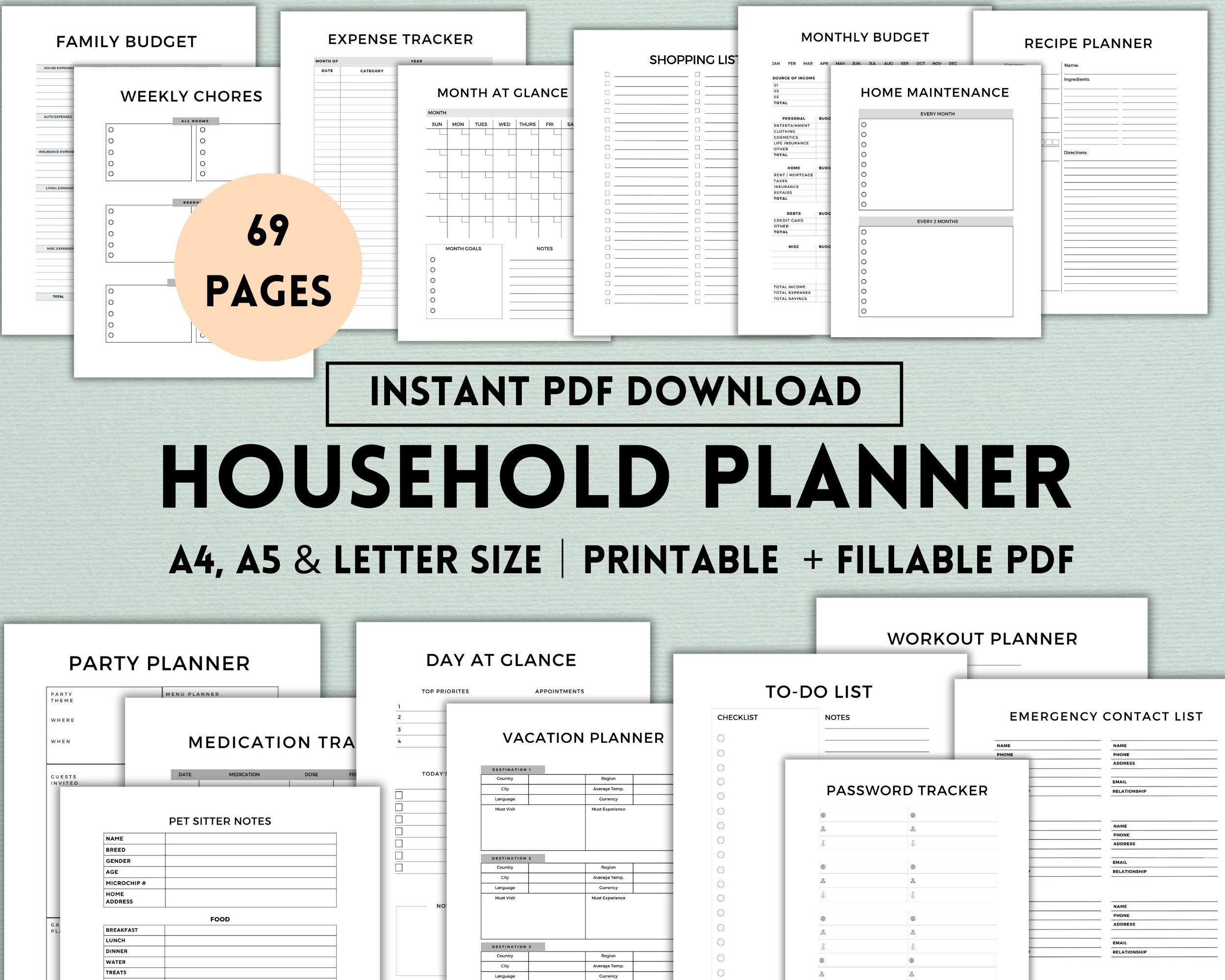 Household Planner Printable Home Planner Digital House - Etsy