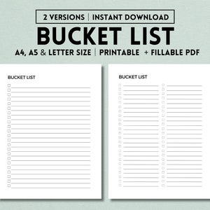 Bucket List Printable Template, Bucket Journal Book, Life Goals, Travel ...