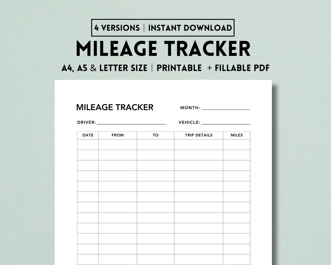 Mileage Tracker Printable, Vehicle Miles Tracker, Business Mileage Log, Driver Mileage Form, A4 ...