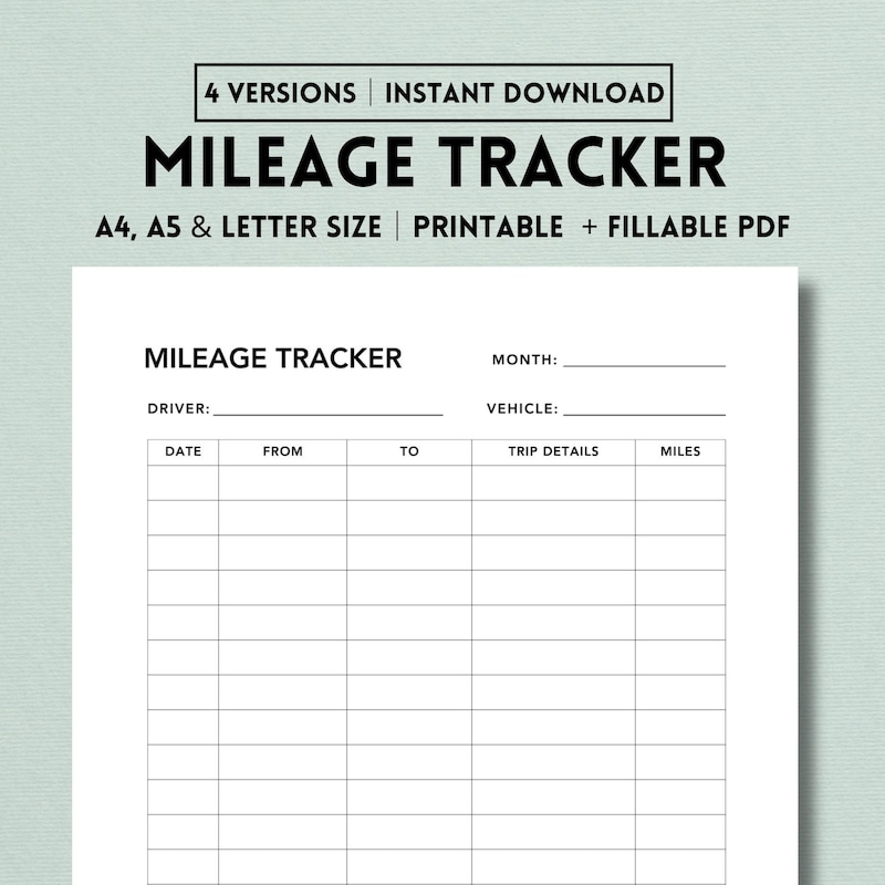 Free Mileage Sheet - Etsy