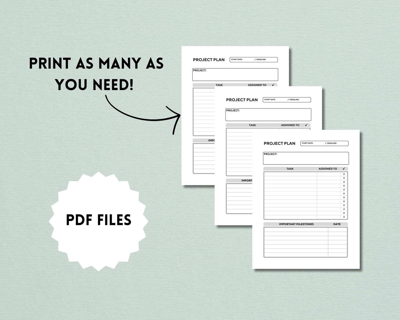 Project Planner Printable Template, Task Tracker, Productivity Planner ...