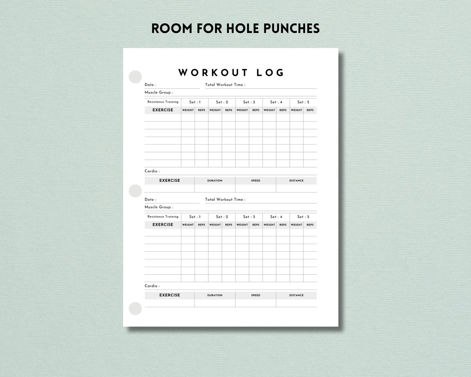Weightlifting and Cardio Log Printable, Workout Planner, Workout ...