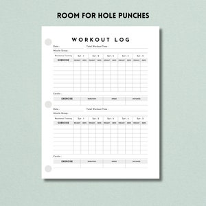 Weightlifting and Cardio Log Printable, Workout Planner, Workout ...