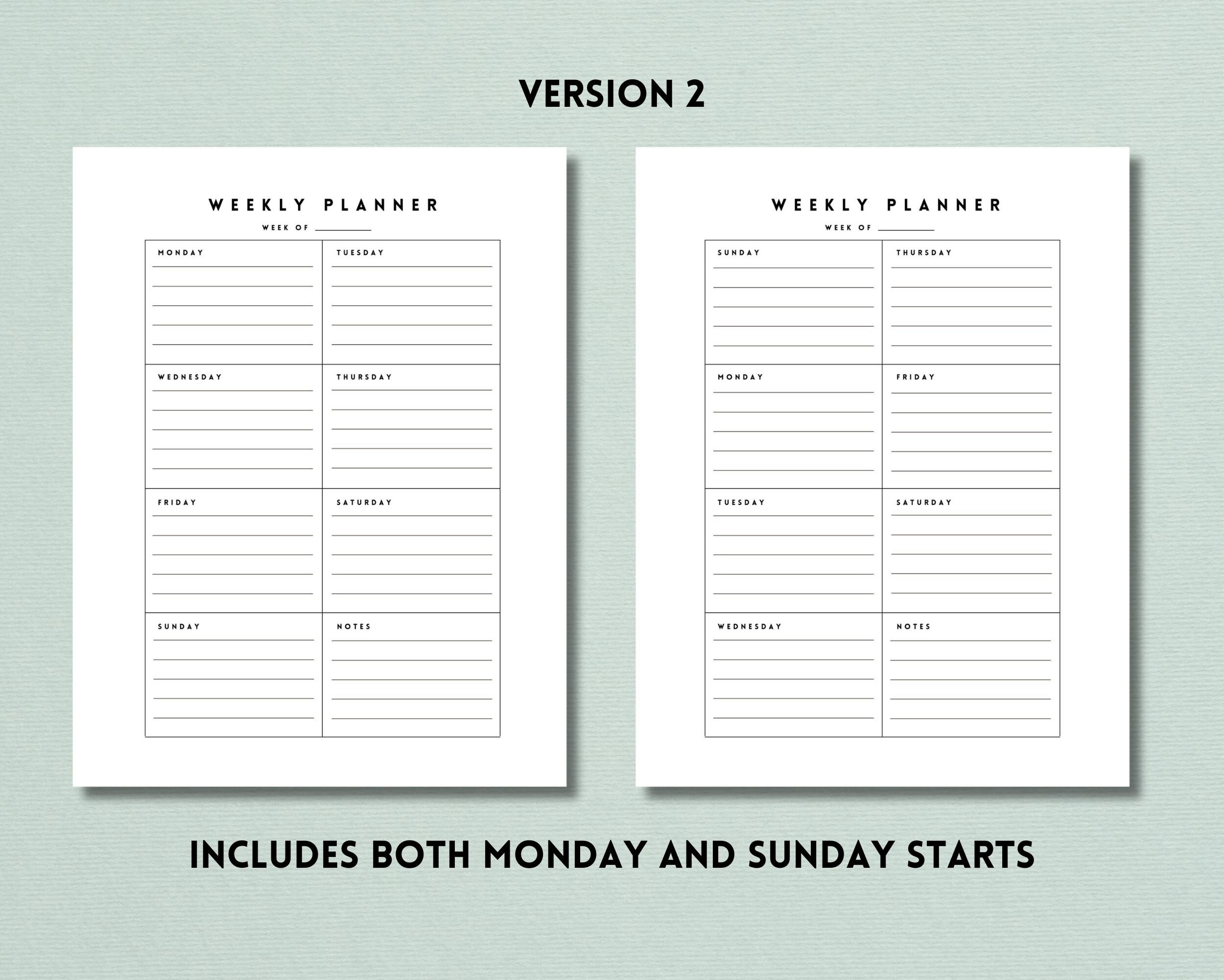 Weekly Planner Printable to Do List, Minimal Weekly Schedule, Weekly ...