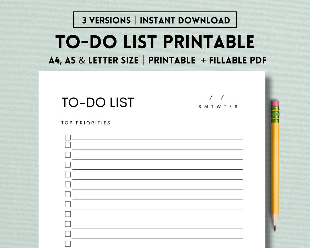 To Do List Printable, Simple Tasks List Template, Minimal to Do List ...