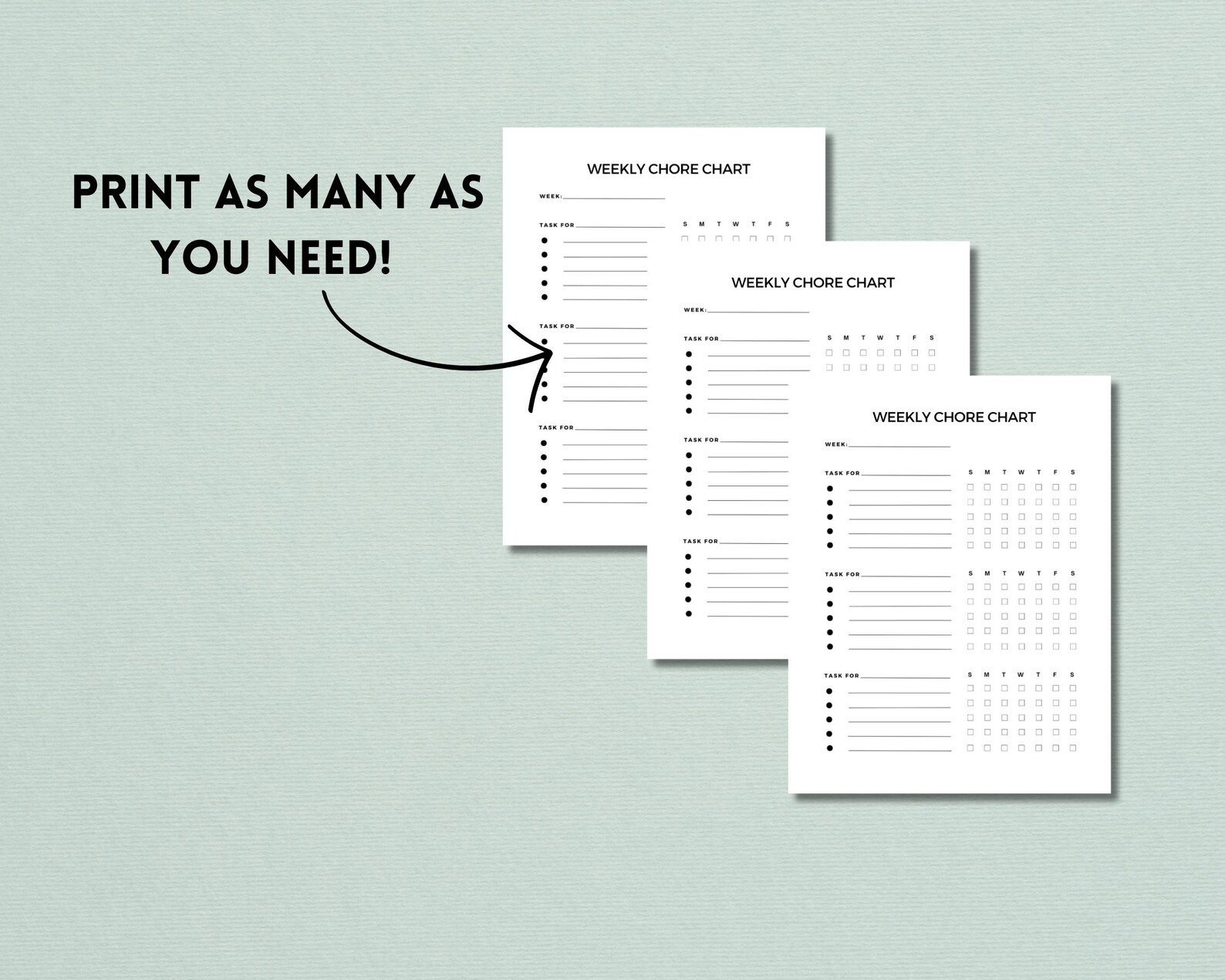 Weekly Chores Chart Printable Template, Kids Chores List, Household ...