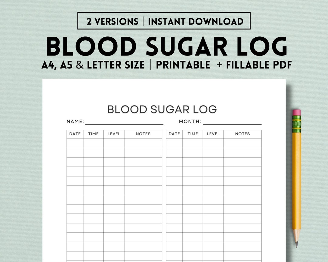 Blood Sugar Log Printable Template, Diabetic Printable, Glucose Tracker ...