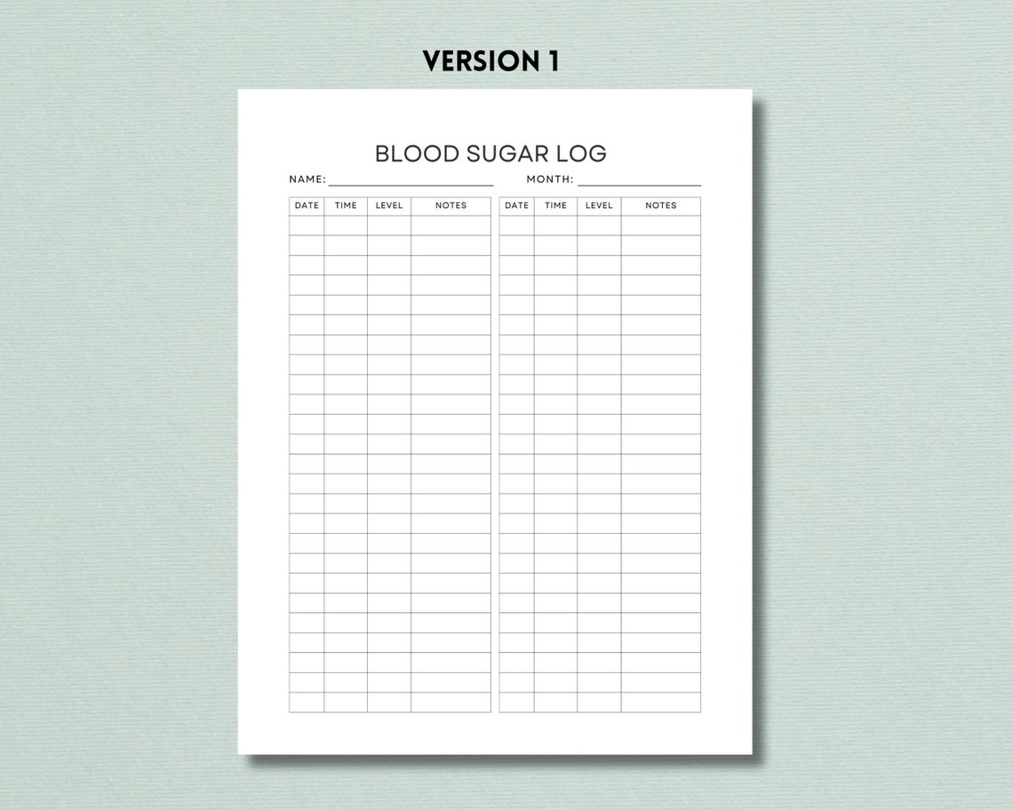 Blood Sugar Log Printable Template, Diabetic Printable, Glucose Tracker ...