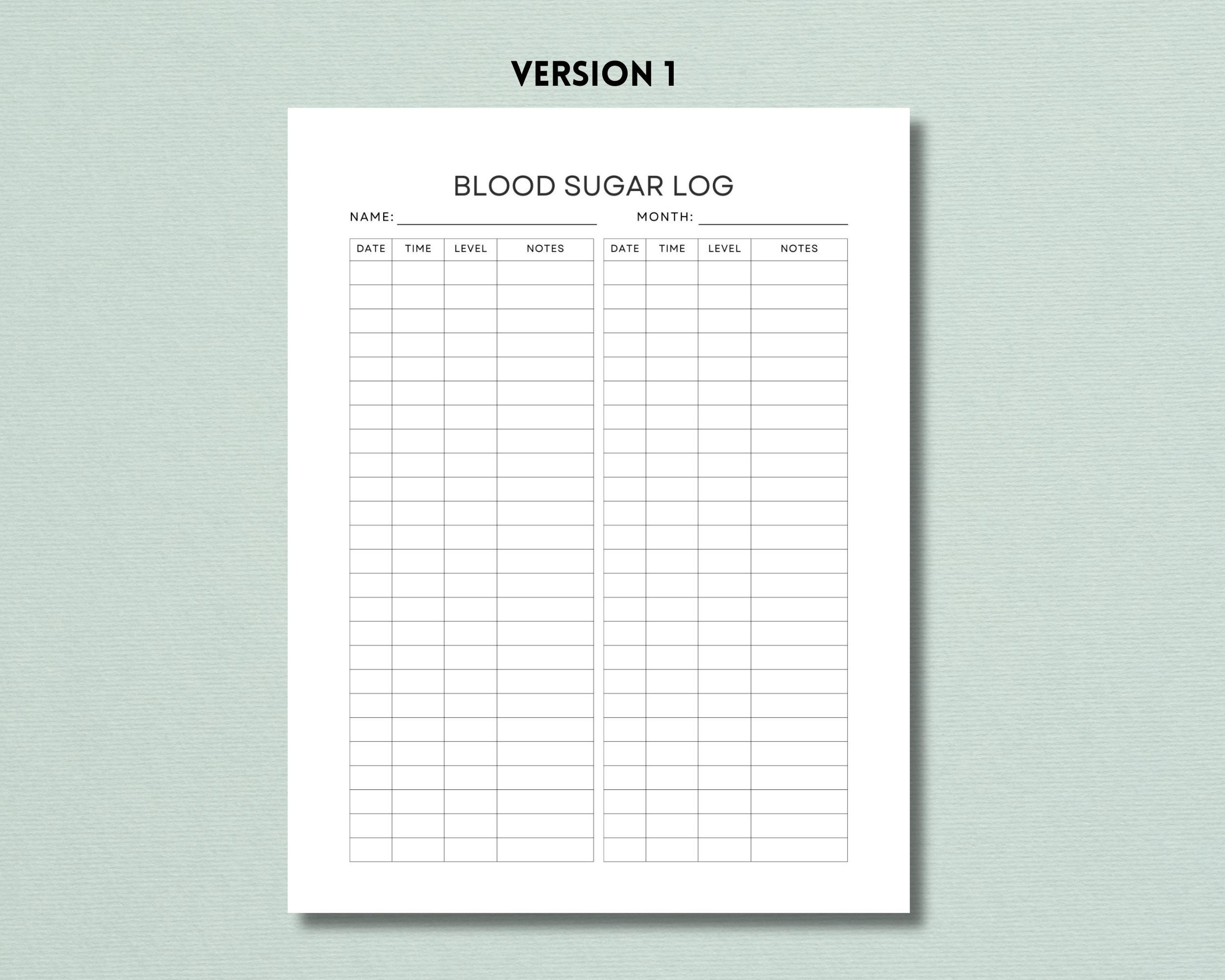 Blood Sugar Log Printable Template, Diabetic Printable, Glucose Tracker ...