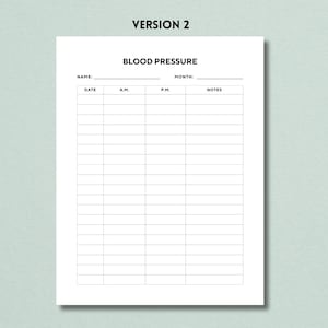 A.M./P.M. Blood Pressure Log Printable Template, Morning and Evening ...