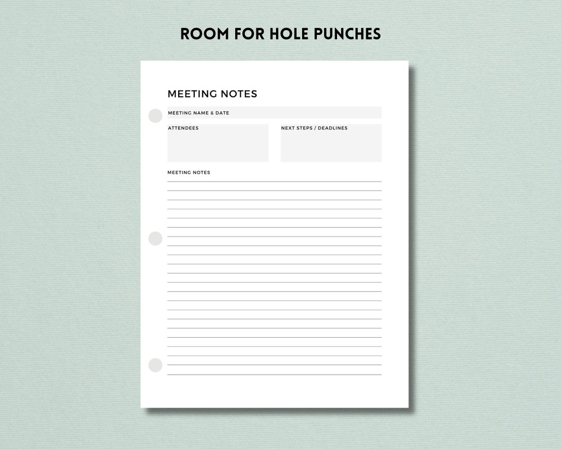Meeting Notes Printable, Note Taking Template, Office Organization ...