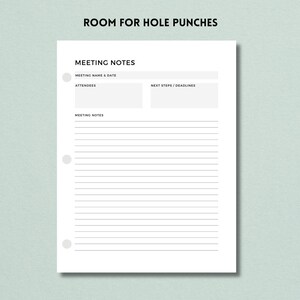 Meeting Notes Printable, Note Taking Template, Office Organization ...