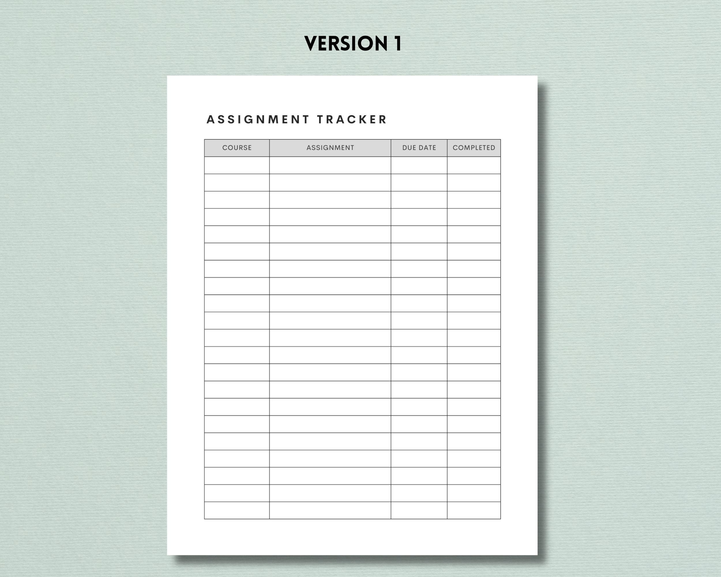 Assignment Tracker Printable, Assignment Planner, Homework Tracker ...