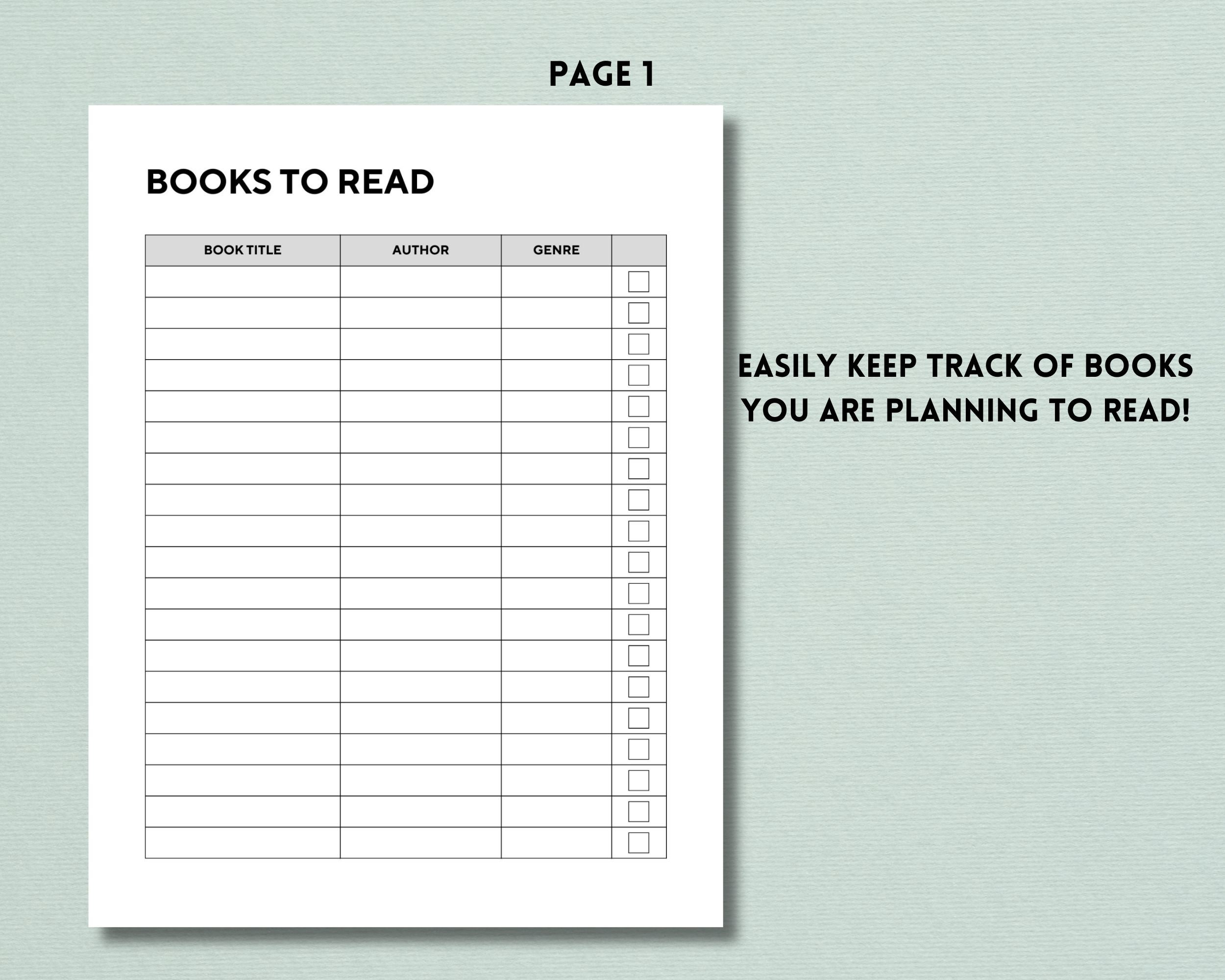 Book Reading Log Planner Printable Template, Reading Journal, Book List ...