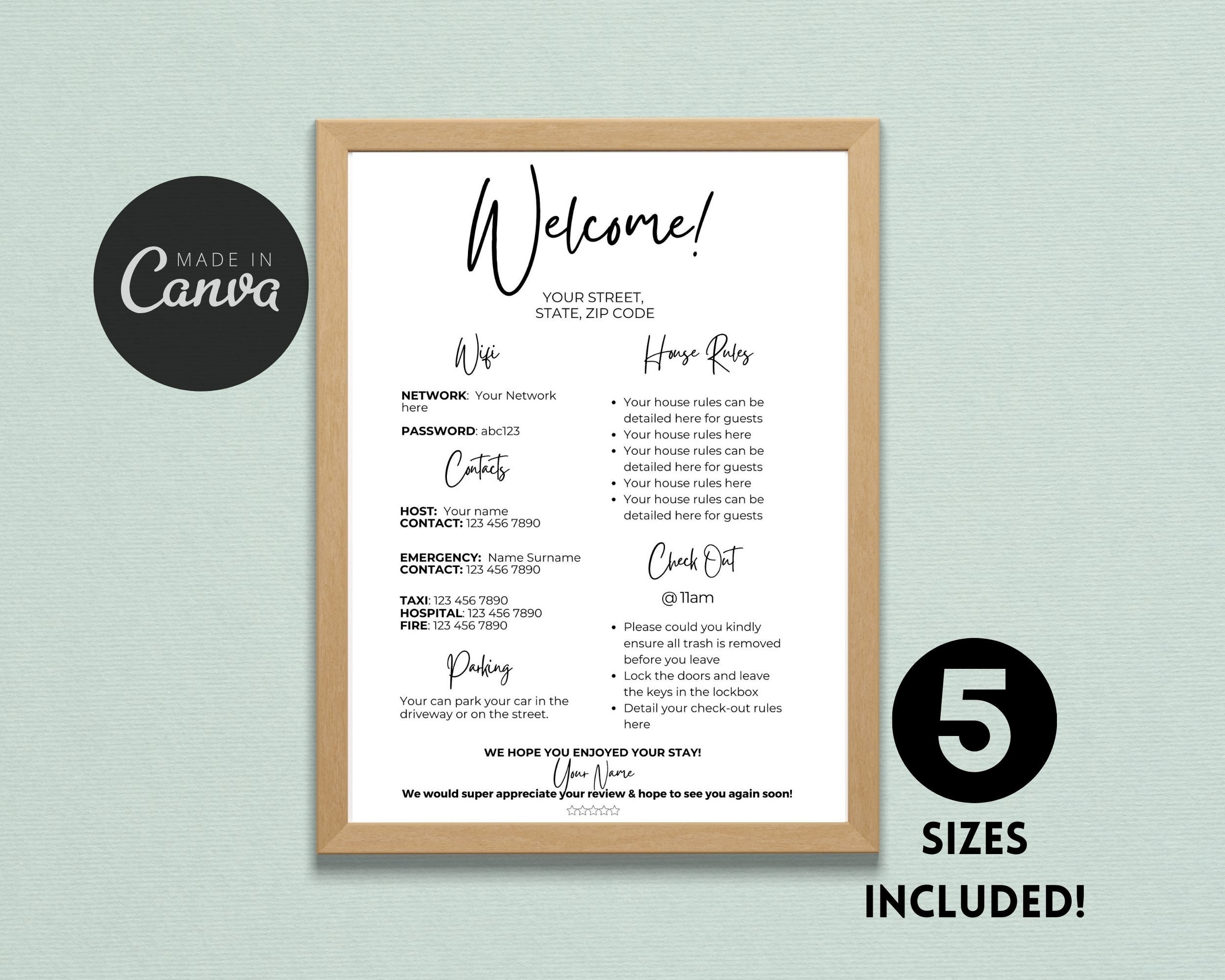 VRBO Welcome Sign, VRBO Printables, Airbnb Welcome Sign, Guest Arrival ...