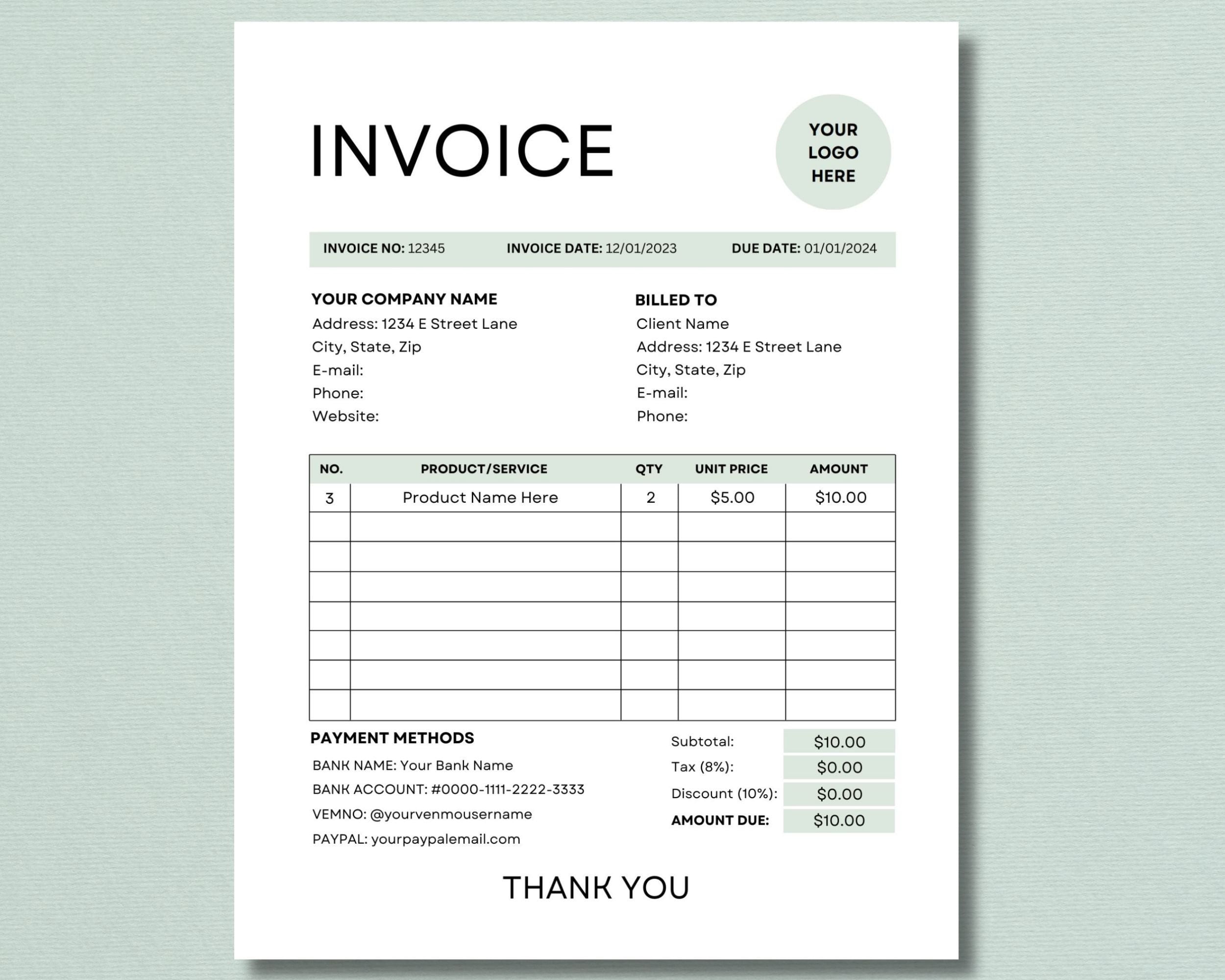 Service Invoice Template, Bakery Invoice, Event Invoice, Business ...