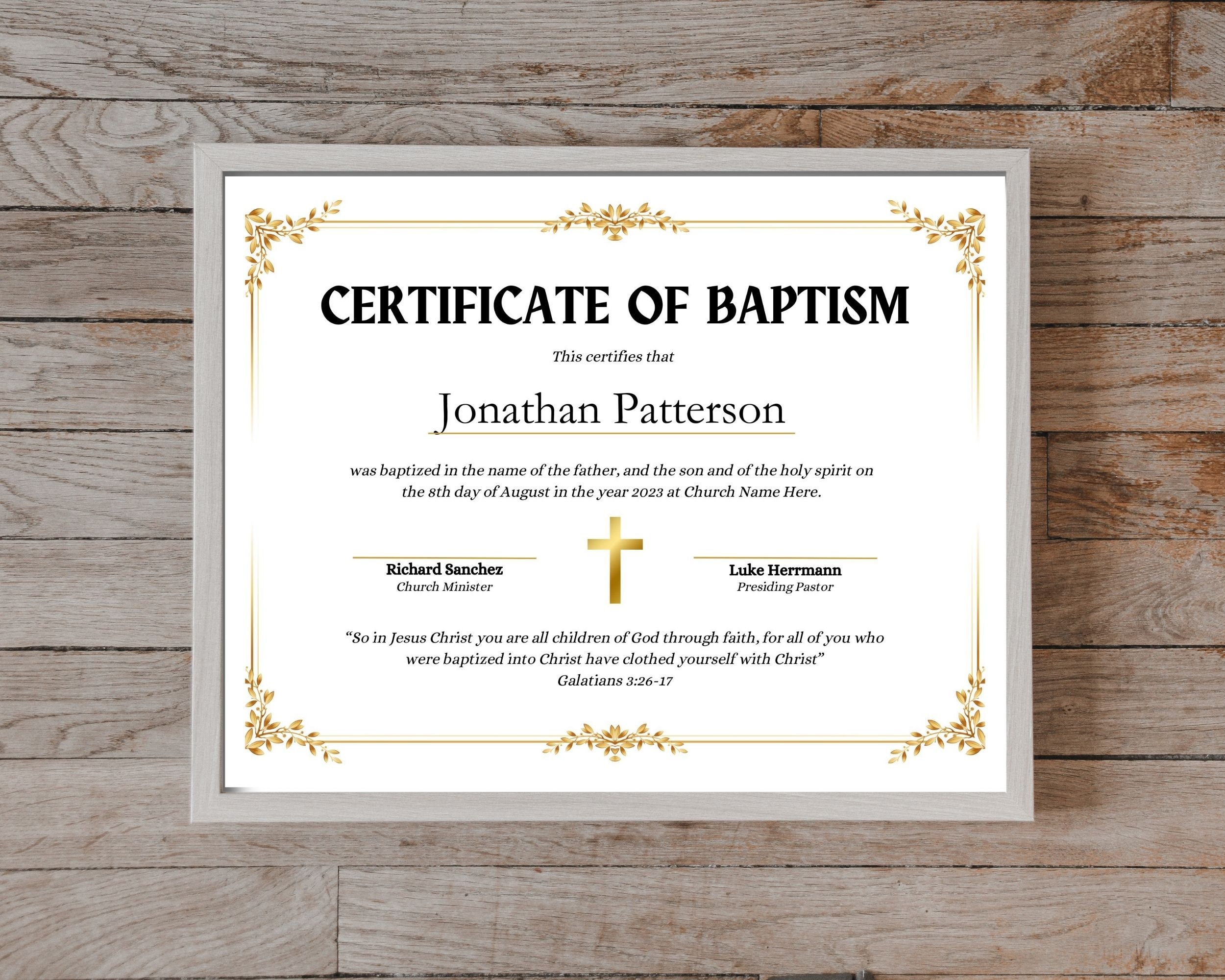 Baptism Certificate Editable Template, Printable Baptism Certificate ...