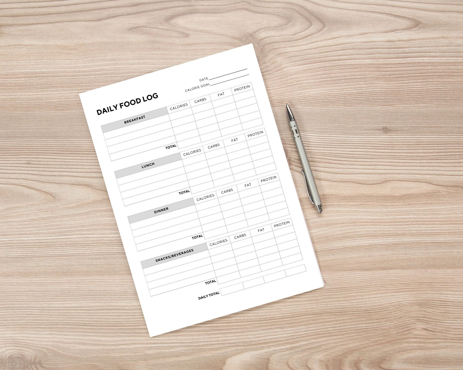 Daily Calorie and Macro Log Printable, Calorie Tracker, Calorie Counter ...