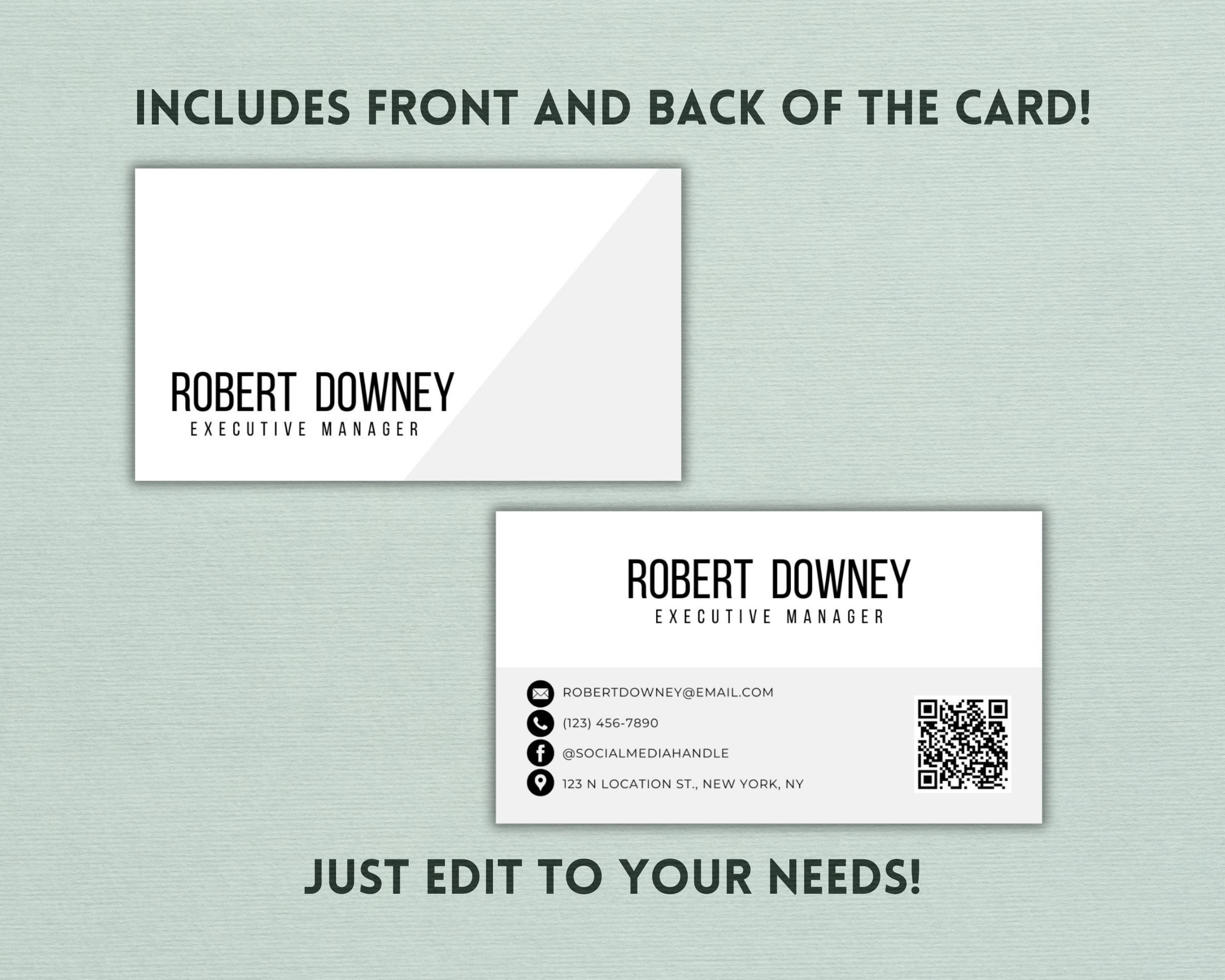 Business Card With QR Code Template, Men Business Card, Modern Business ...