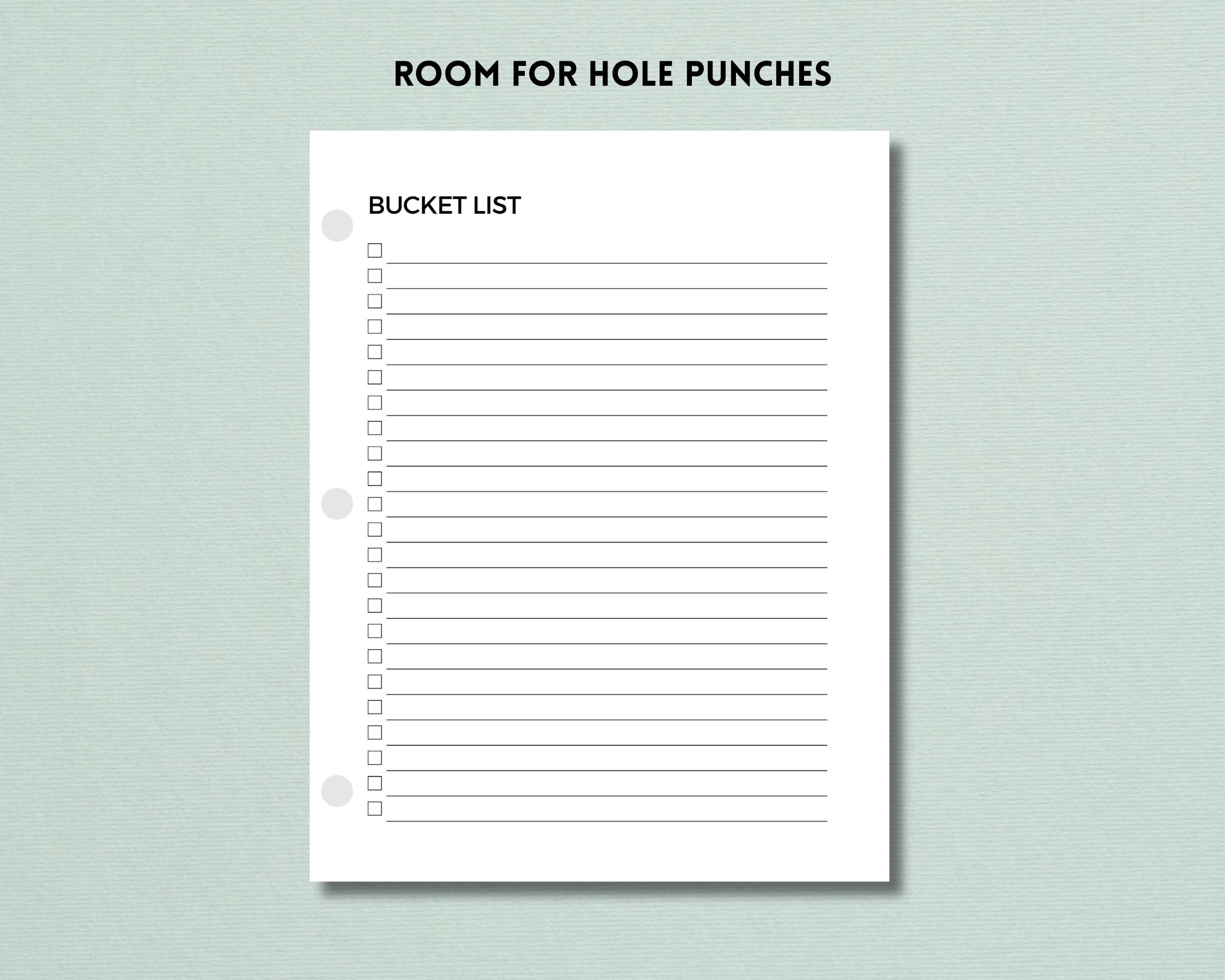 Bucket List Printable Template, Bucket Journal Book, Life Goals, Travel ...
