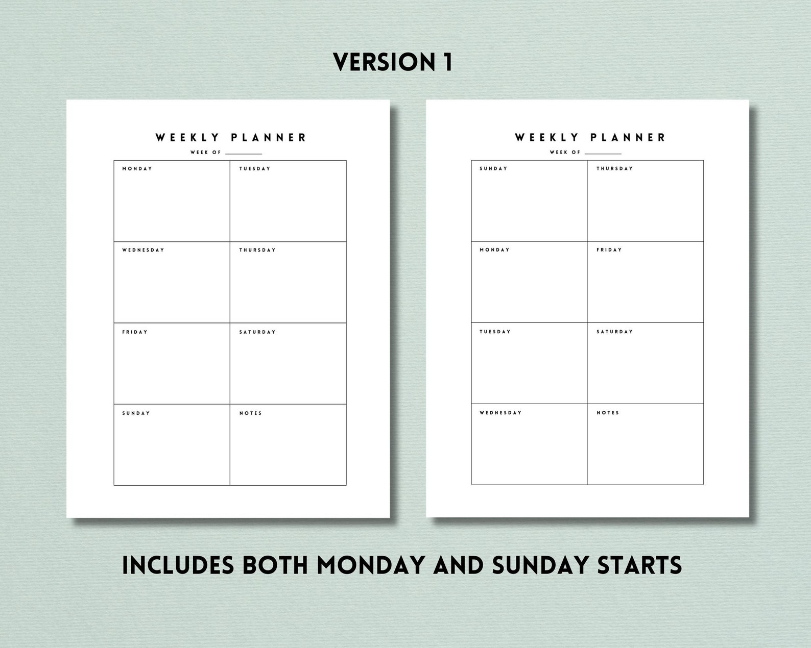 Weekly Planner Printable to Do List, Minimal Weekly Schedule, Weekly ...