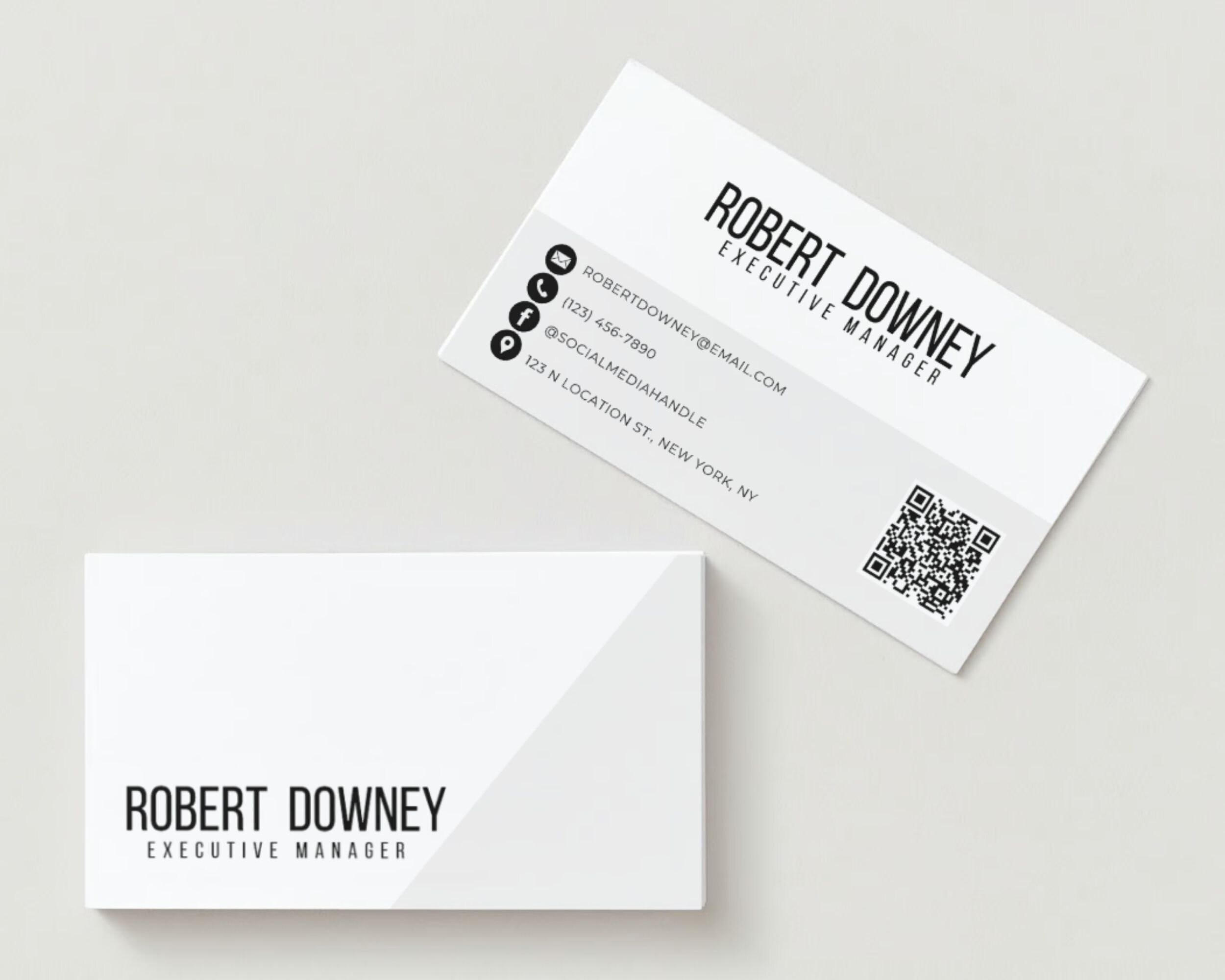 Business Card With QR Code Template, Men Business Card, Modern Business ...