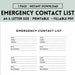 Emergency Contact List Printable Form, Emergency Information ...