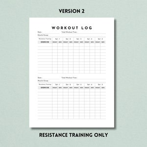Weightlifting and Cardio Log Printable, Workout Planner, Workout ...