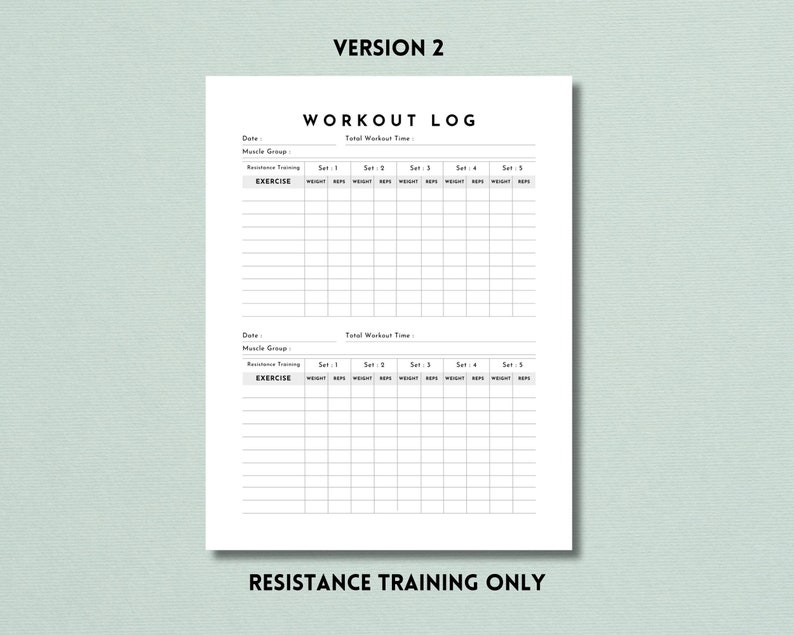 Weightlifting and Cardio Log Printable, Workout Planner, Workout ...