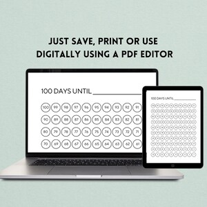 100, 60, 30 Day Countdown Printable Template, Countdown Calendar ...