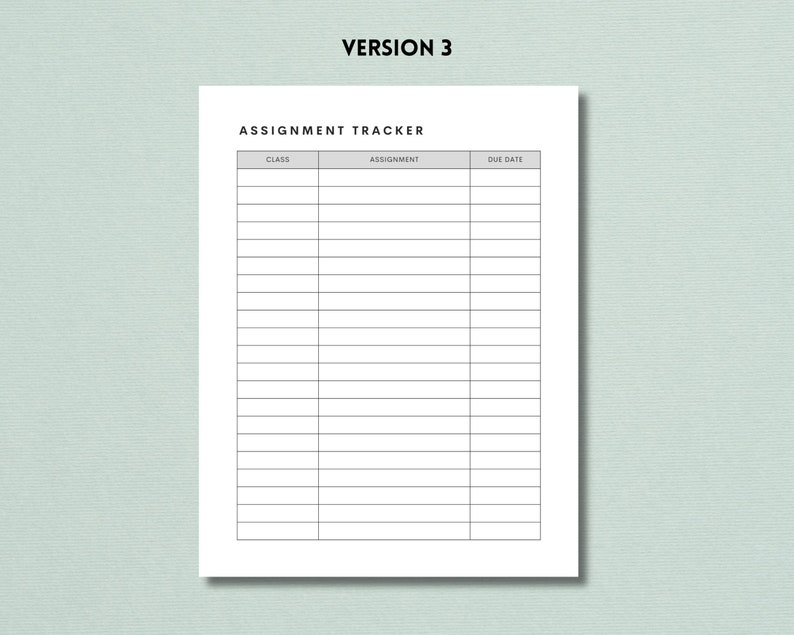 Assignment Tracker Printable, Assignment Planner, Homework Tracker ...