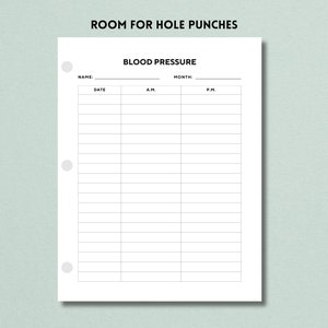 A.M./P.M. Blood Pressure Log Printable Template, Morning and Evening ...