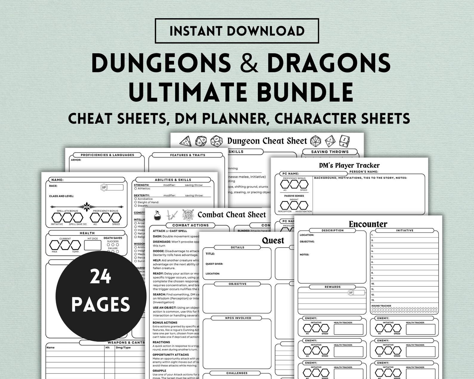 Dnd Bundle, 5e, Dnd Printable, Dnd Cheat Sheet, Dnd Player Guide, Dnd ...