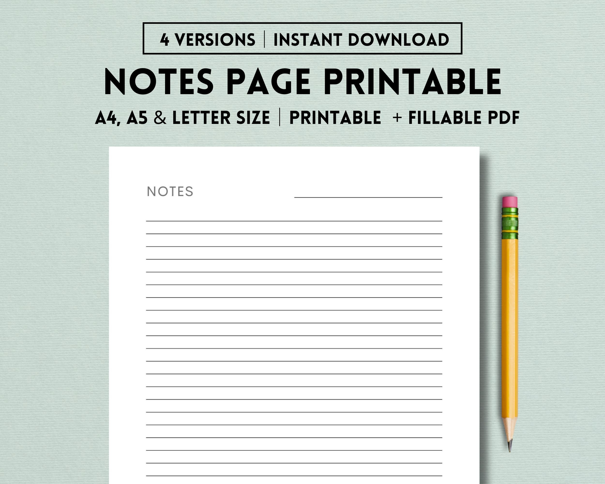 Blank Notes Page Printable Note Taking To-do List Lined - Etsy